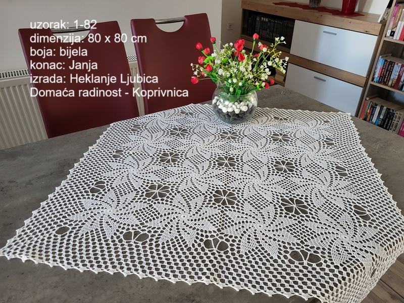 Heklani stolnjak - bijela boja