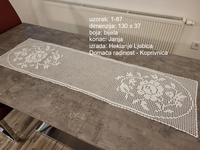 Heklani stolnjak - bijela boja