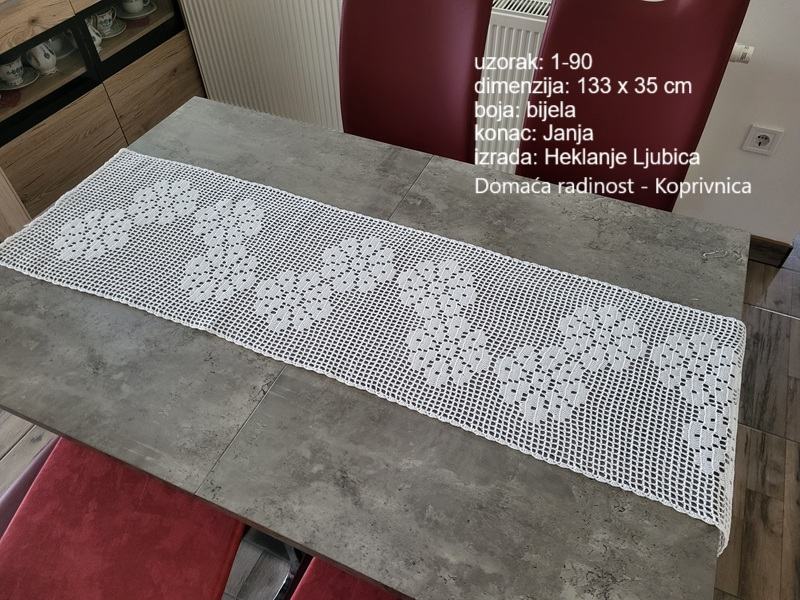 Heklani stolnjak - bijela boja