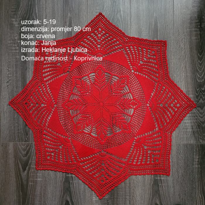 Heklani stolnjak - crvena boja