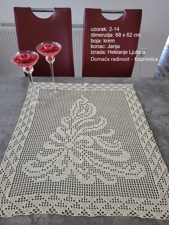 Heklani stolnjak - krem boja