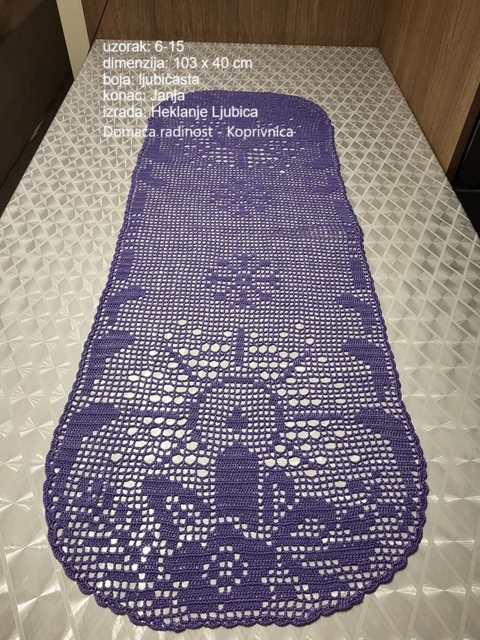 Heklani stolnjak - ljubičasta boja