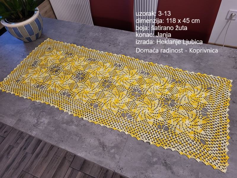 heklani stolnjak - žuta boja