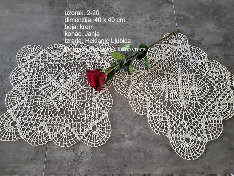 Heklani tabletić - krem boja