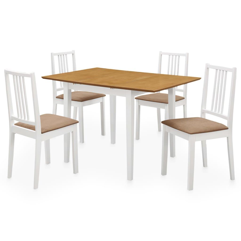 276409 5 Piece Dining Set MDF White (247625+247635) - NOVO
