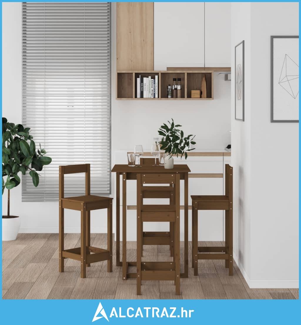 5-dijelni barski set boja meda od masivne borovine - NOVO