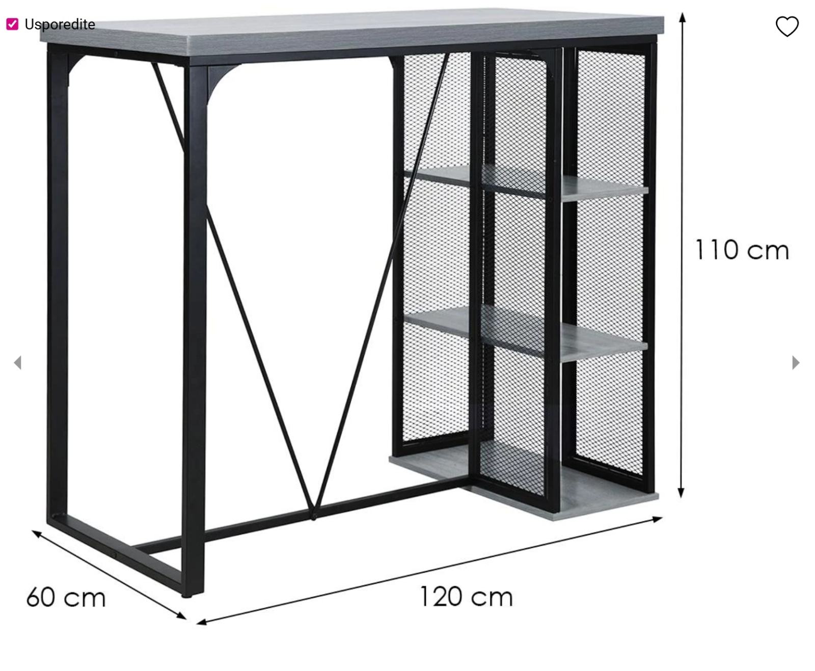 Artemis B10033 barski stol 120x60x110 cm (+2 barska stolca)