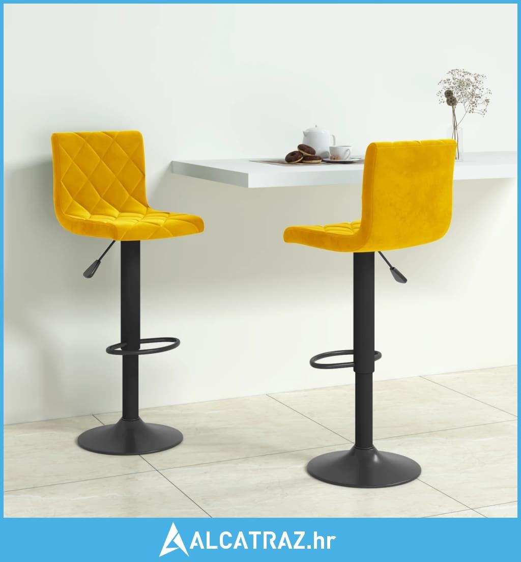 Barski stolci 2 kom boja senfa baršunasti - NOVO