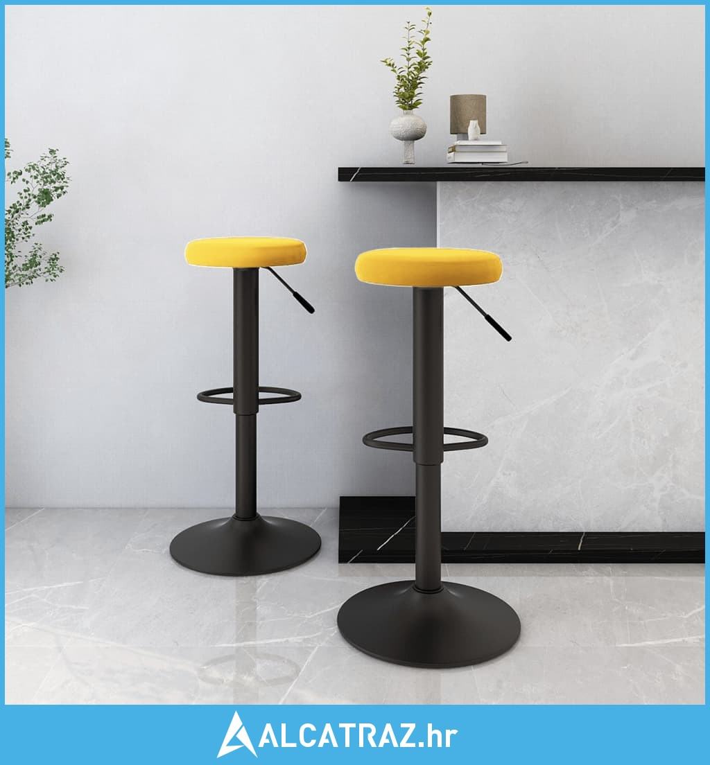 Barski stolci 2 kom boja senfa baršunasti - NOVO