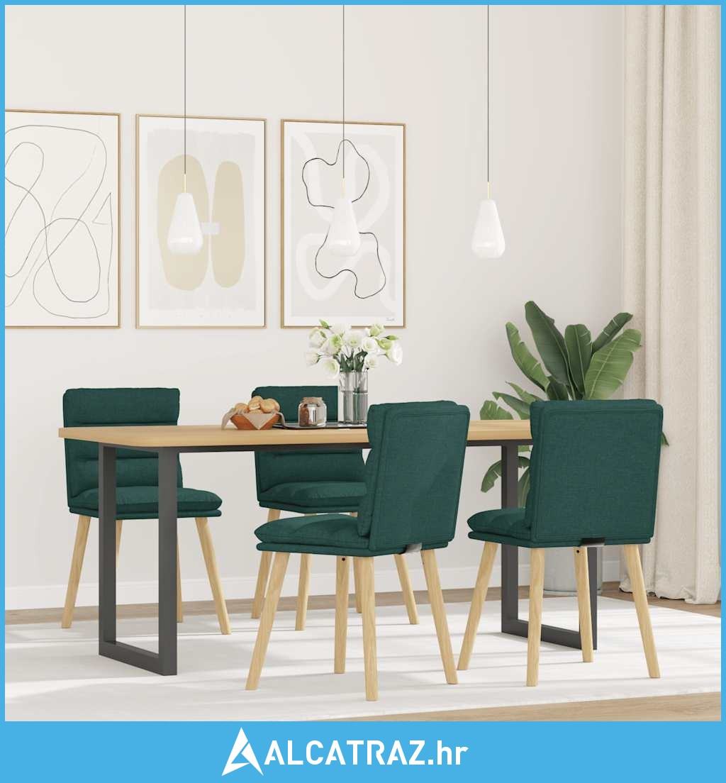 Blagovaonske stolice 4 kom tamnozelene tkanine - NOVO
