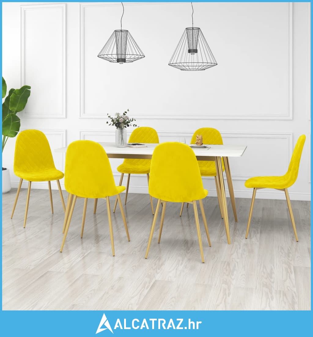 Blagovaonske stolice 6 kom boja senfa baršunaste - NOVO