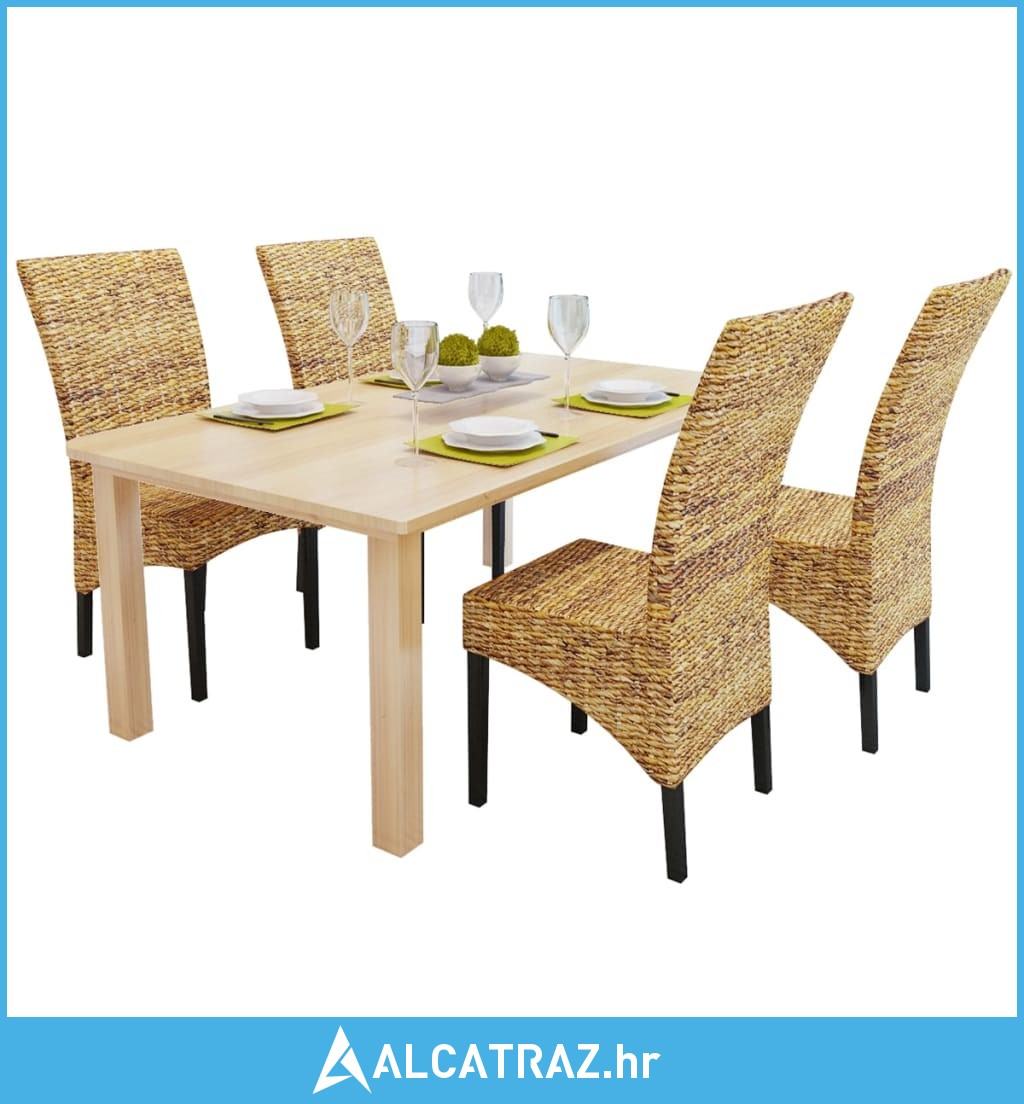 Blagovaonske stolice od abake i masivnog drva manga 4 kom - NOVO