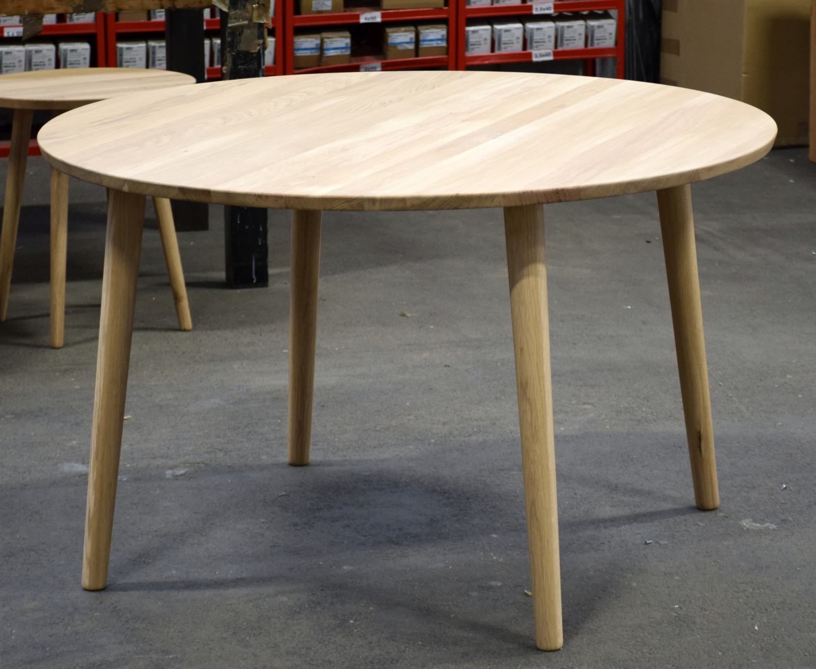 Blagovaonski stol FY, HRAST MASIV, bianco uljeno, promjer 120cm