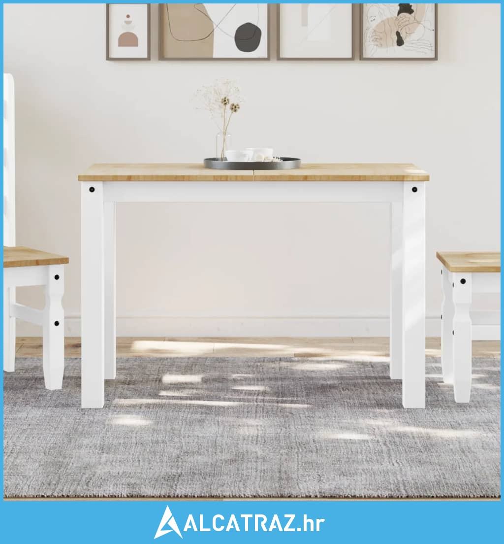 Blagovaonski stol Panama bijeli 117x60x75 cm masivna borovina - NOVO