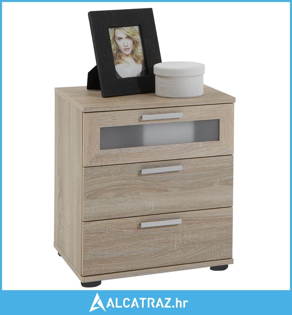 FMD noćni ormarić s 3 ladice boja hrasta - NOVO