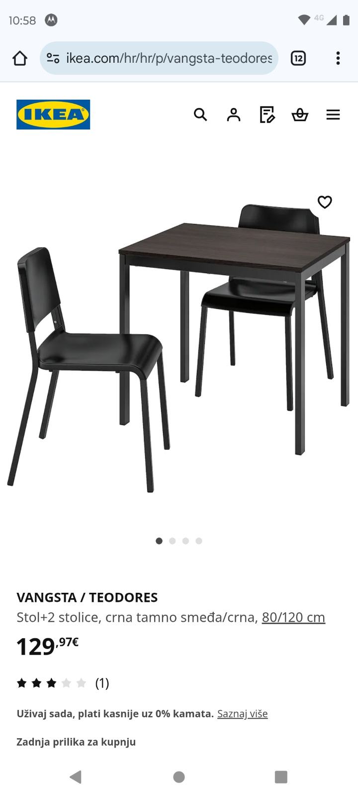 Ikea vangsta teodores stol i dvije stolice bijela boja