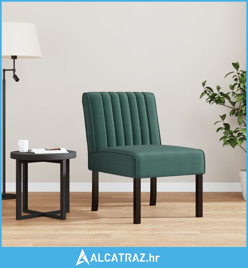 Niska stolica tamnozelena baršunasta - NOVO