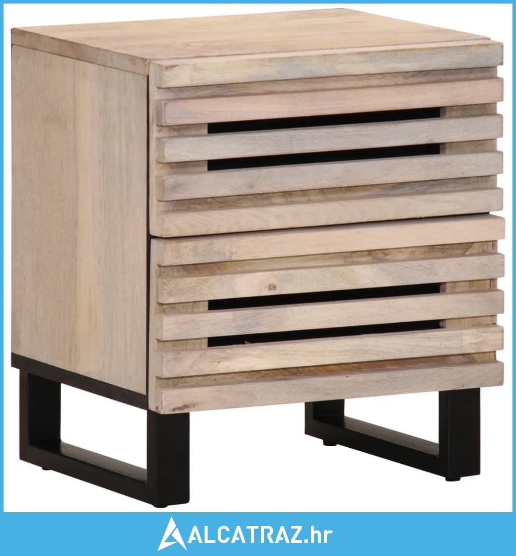 Noćni ormarić 40 x 34 x 46 cm od masivno izbijeljeno drvo manga - NOVO