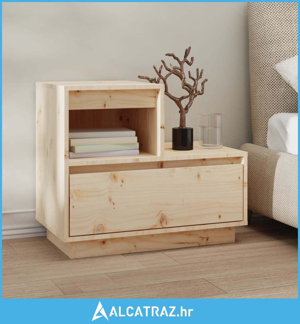 Noćni ormarić 60 x 34 x 51 cm od masivne borovine - NOVO