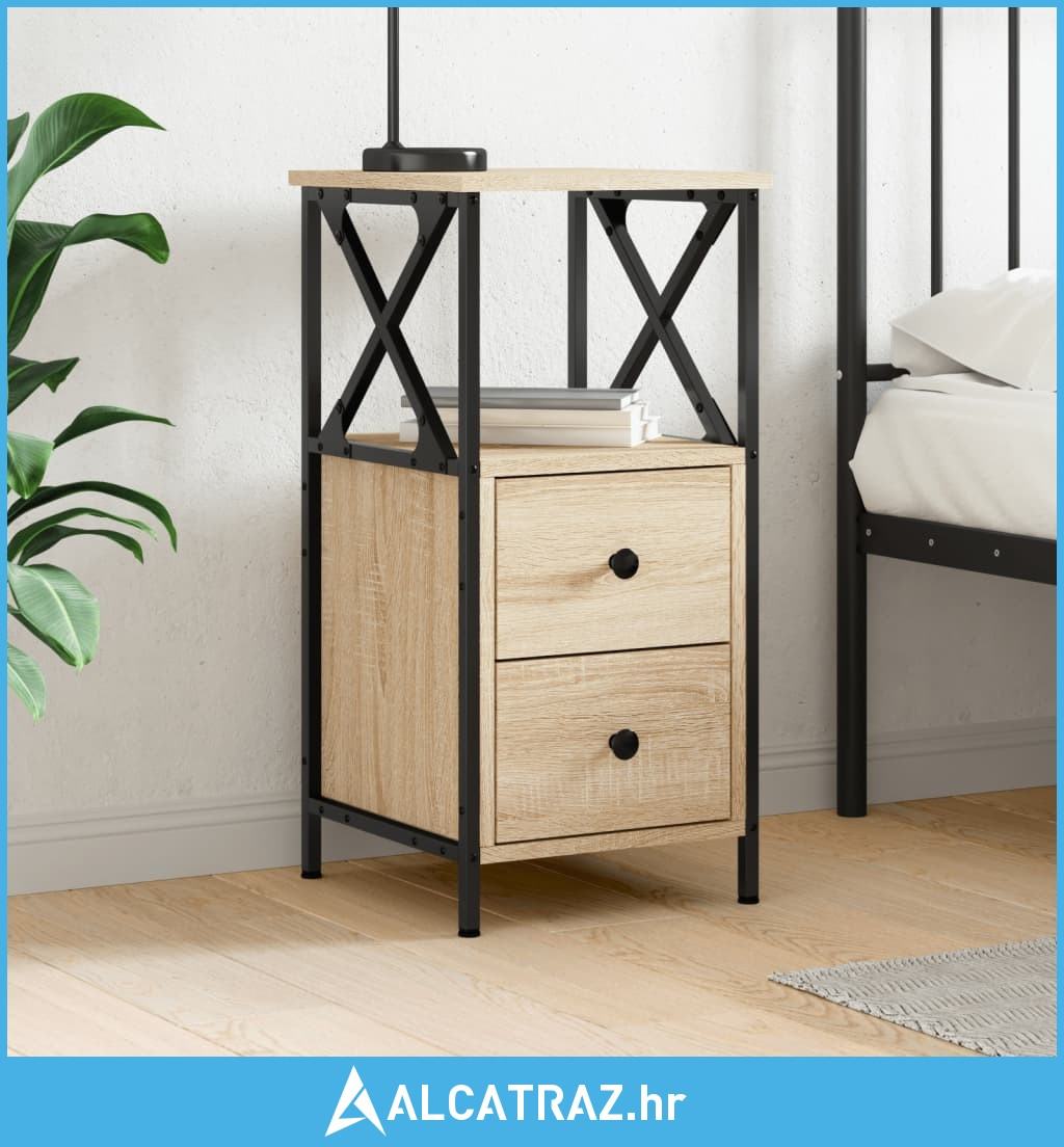 Noćni ormarić boja hrasta 34x35,5x70 cm od konstruiranog drva - NOVO