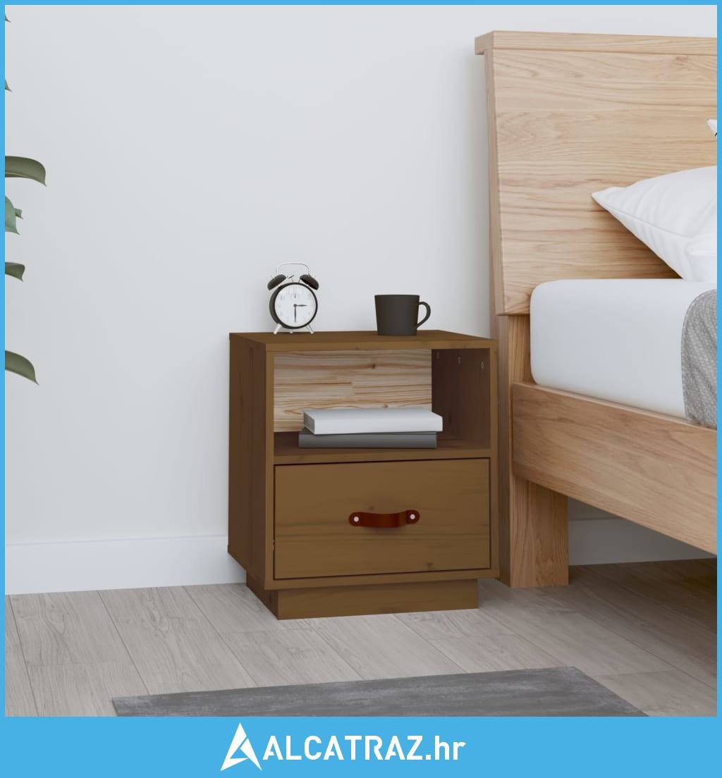 Noćni ormarić boja meda 40 x 34 x 45 cm od masivne borovine - NOVO