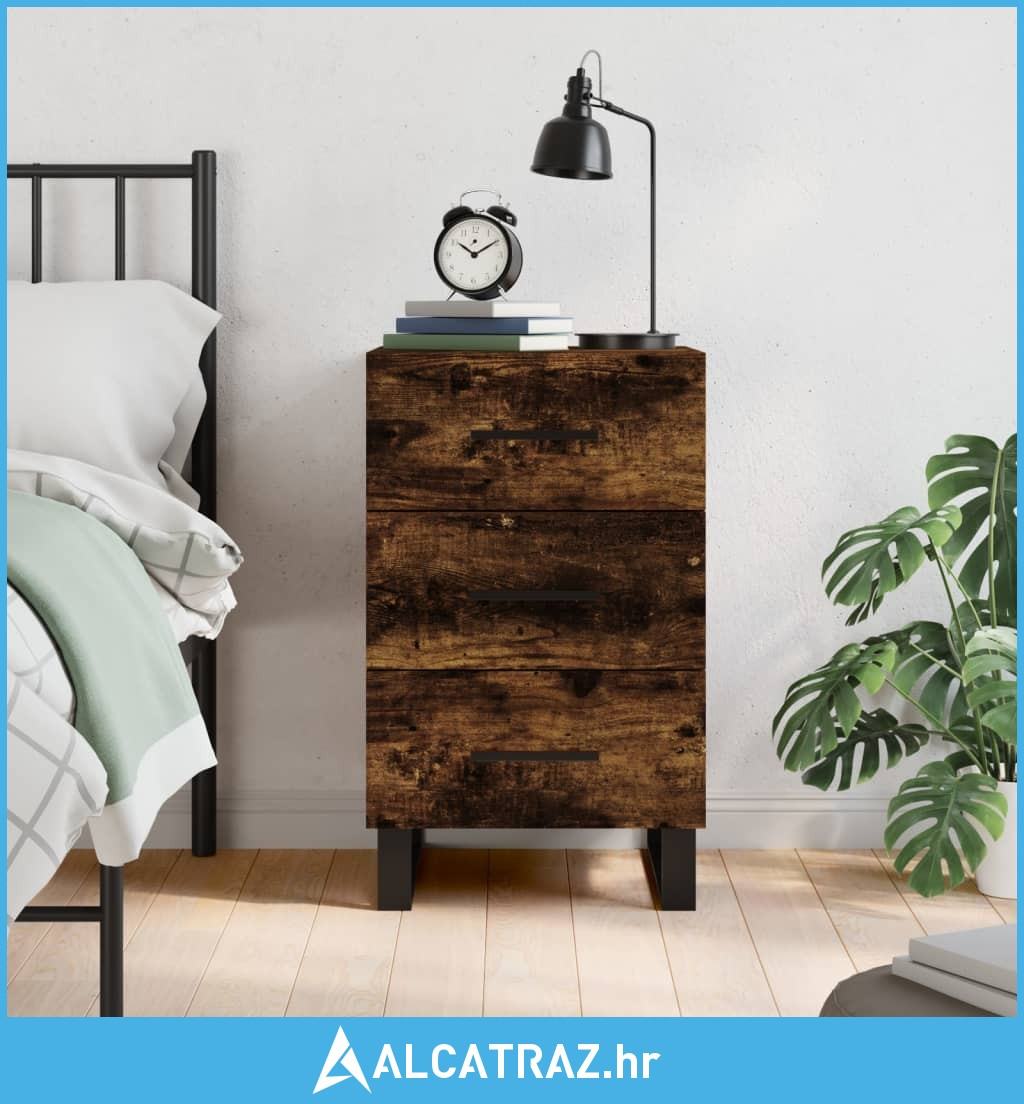Noćni ormarić dimljeni hrast 40 x 40 x 66 cm konstruirano drvo - NOVO