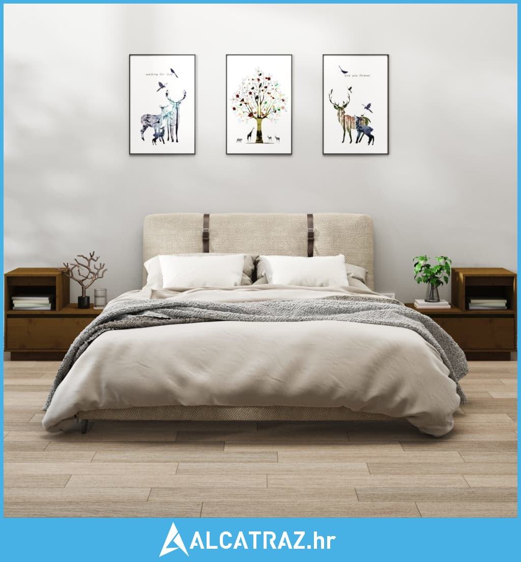 Noćni ormarići 2 kom boja meda 60x34x51 cm od borovine - NOVO