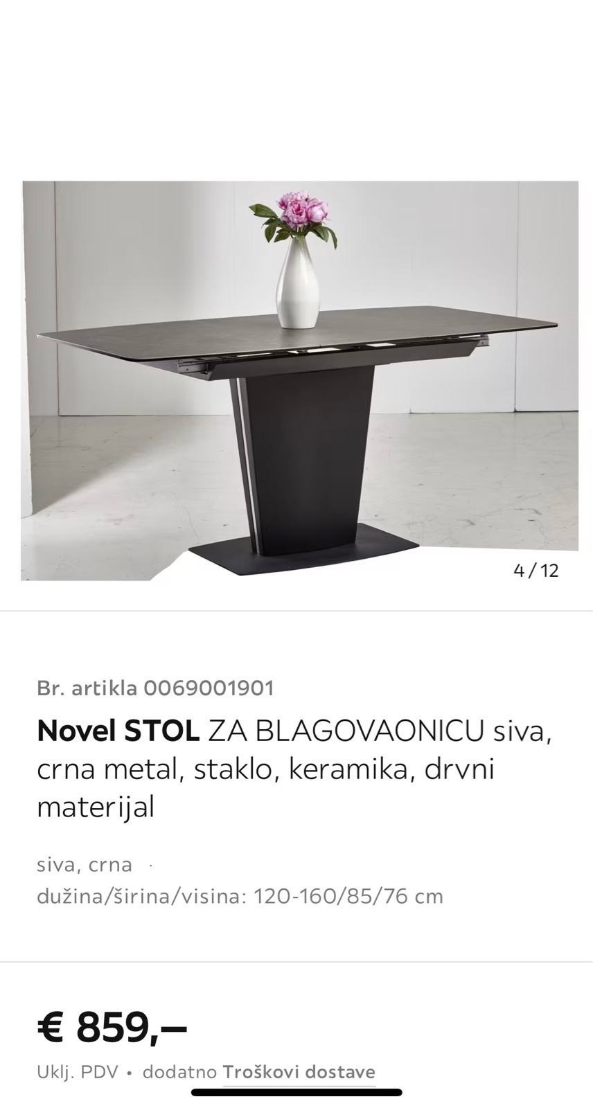 Novel - Blagovaonski stol na razvlačenje