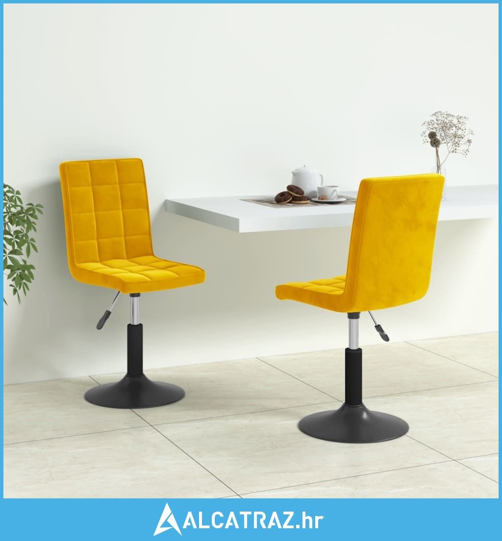 Okretne blagovaonske stolice 2 kom boja senfa baršunaste - NOVO