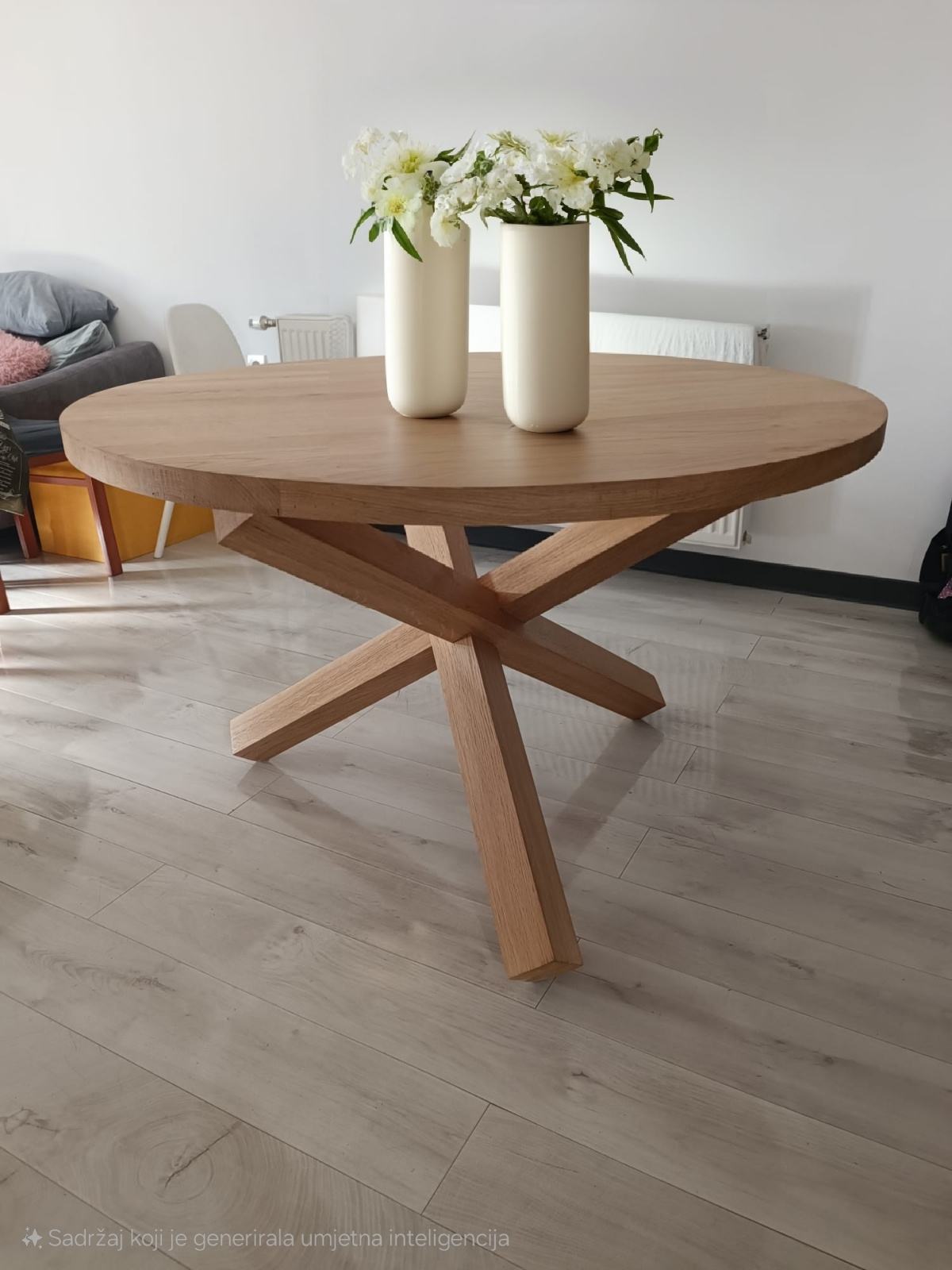 Okrugli stol 120 cm, hrast, novo
