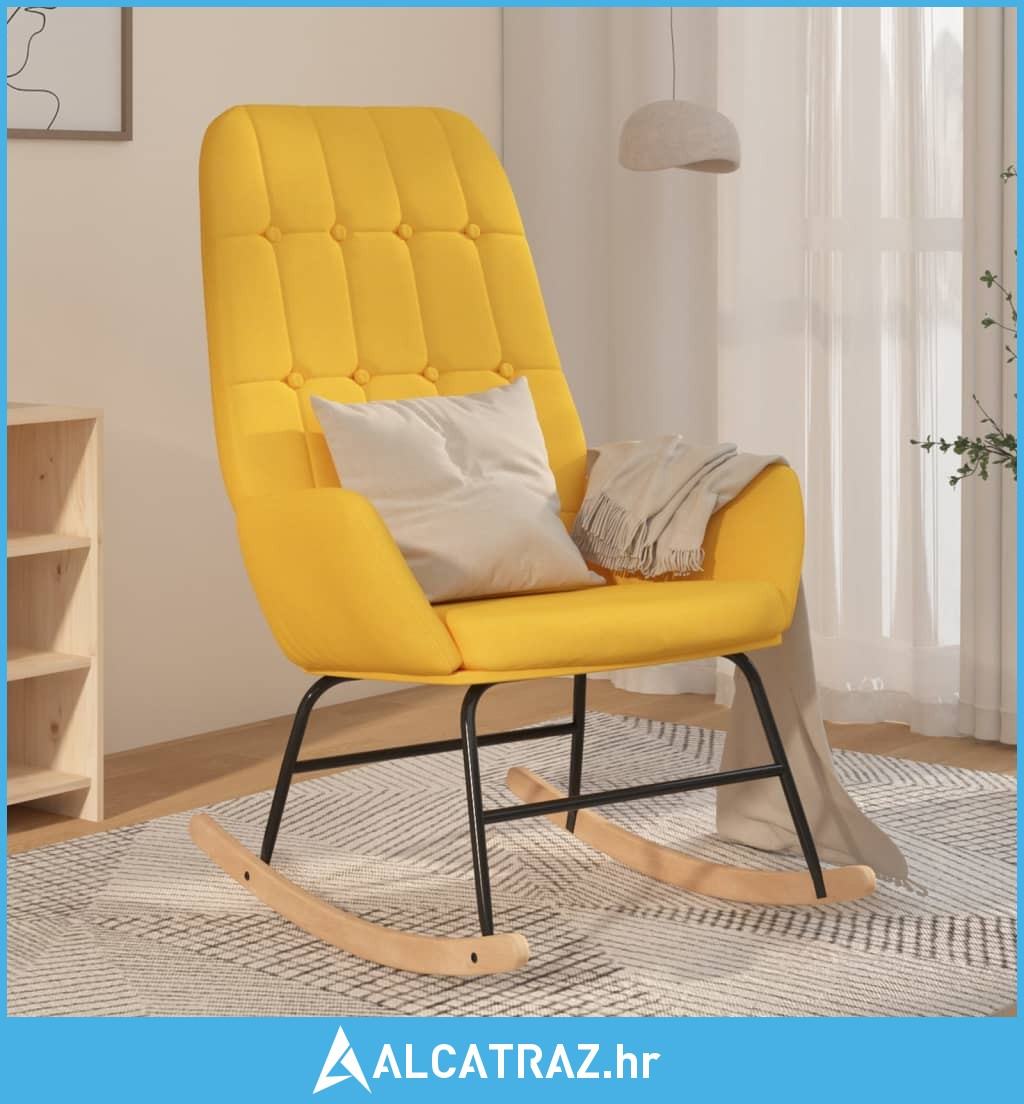 Stolica za ljuljanje od tkanine boja senfa - NOVO