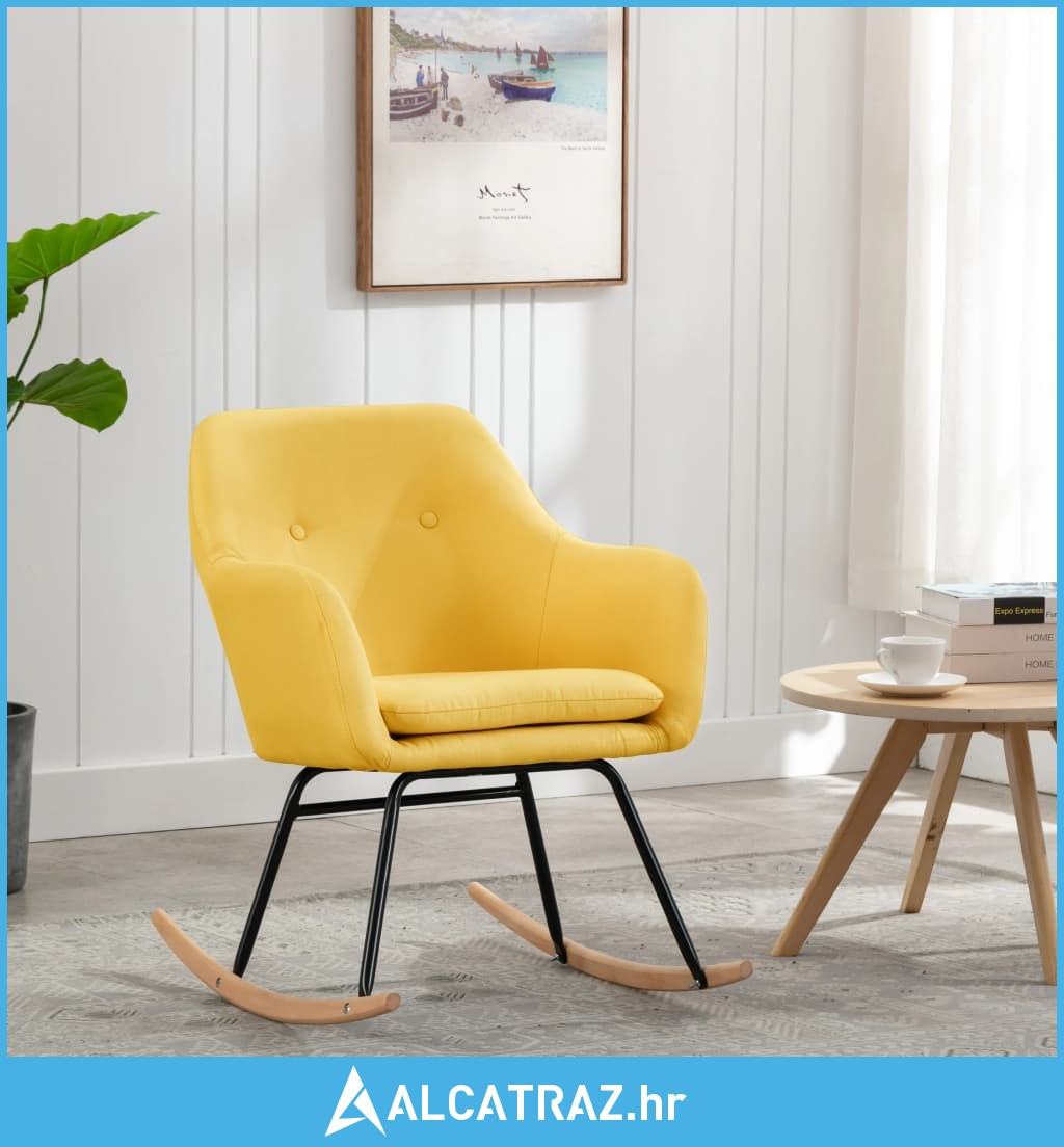 Stolica za ljuljanje od tkanine boja senfa - NOVO