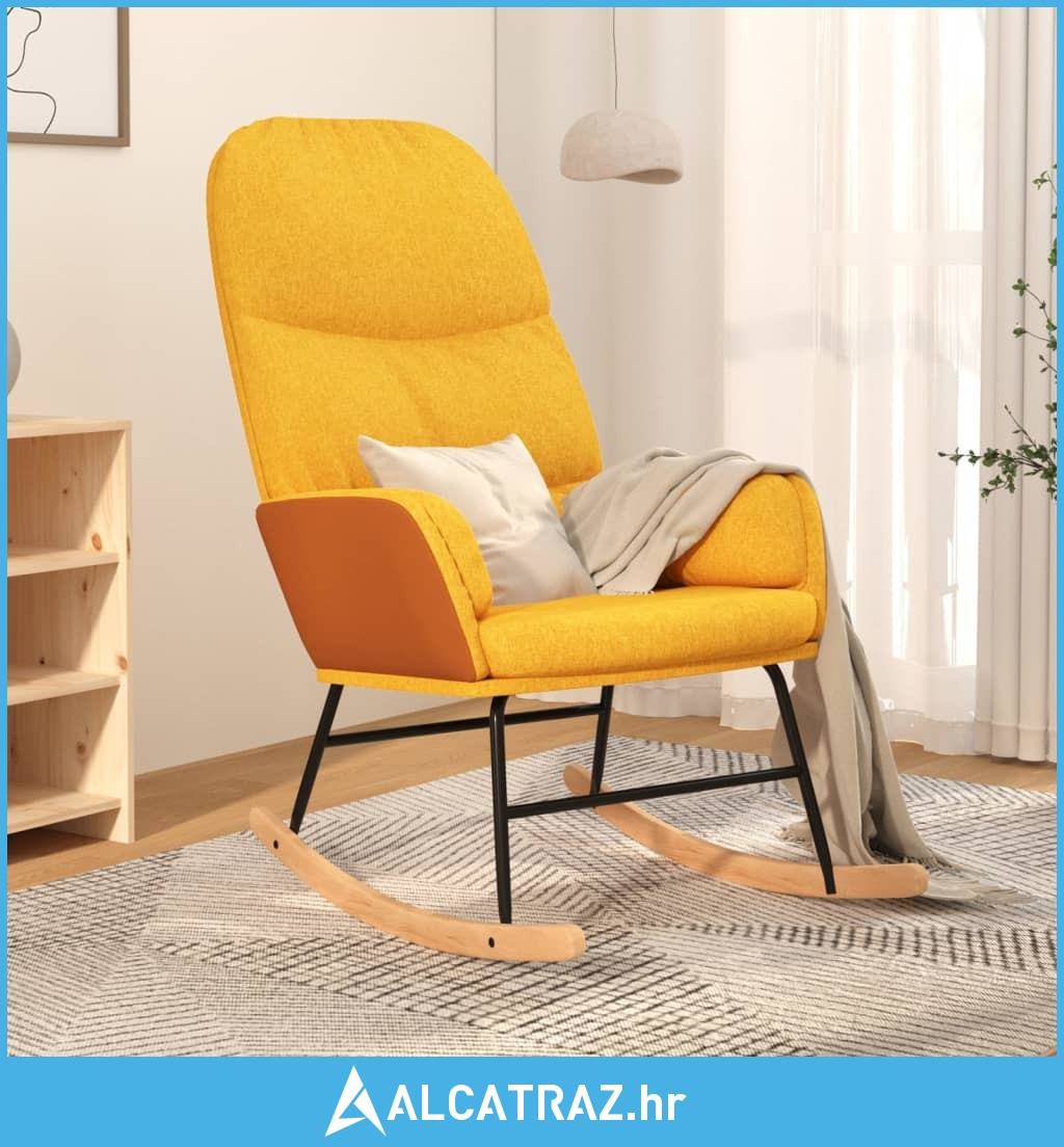 Stolica za ljuljanje od tkanine boja senfa - NOVO