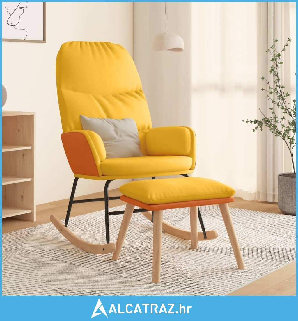 Stolica za ljuljanje od tkanine sa stolcem boja senfa - NOVO