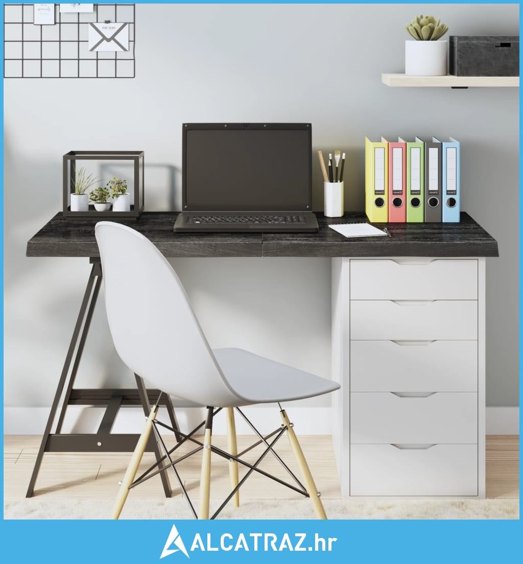 Stolna ploča tamnosiva 120x50x4 cm obrađena masivna hrastovina - NOVO