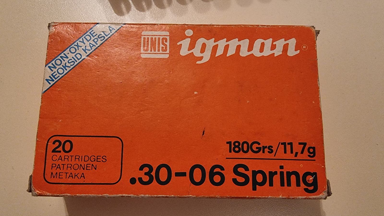 Karabinsko lovačko streljivo Igman 30 06 spring 180 grs / 11,7 g