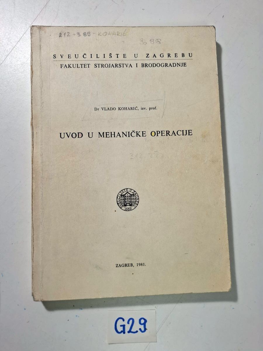 Koharić, Vladimir - Uvod u mehaničke operacije
