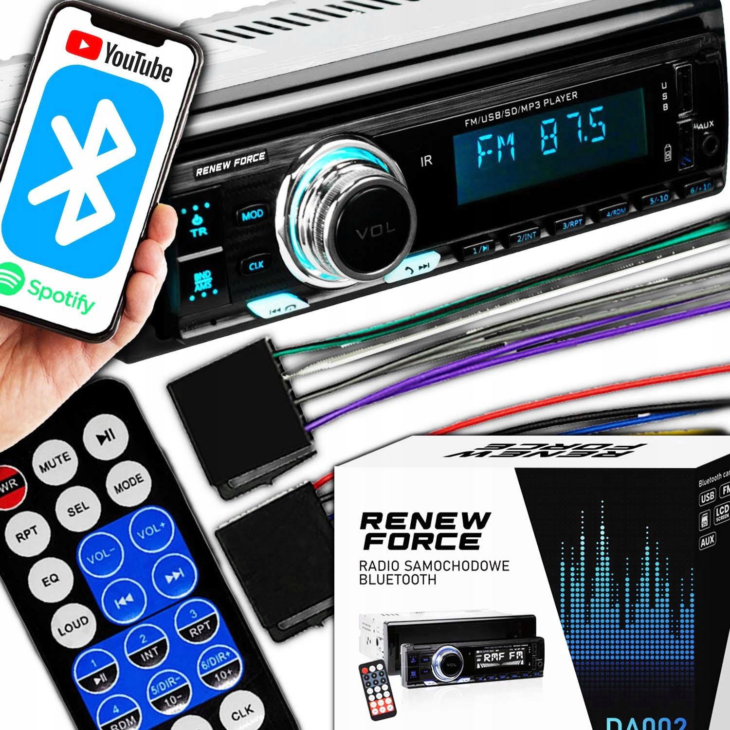 1din 12V LCD FM Auto Car Radio 4x55W 2x USB Bluetooth SD + obnavljanje