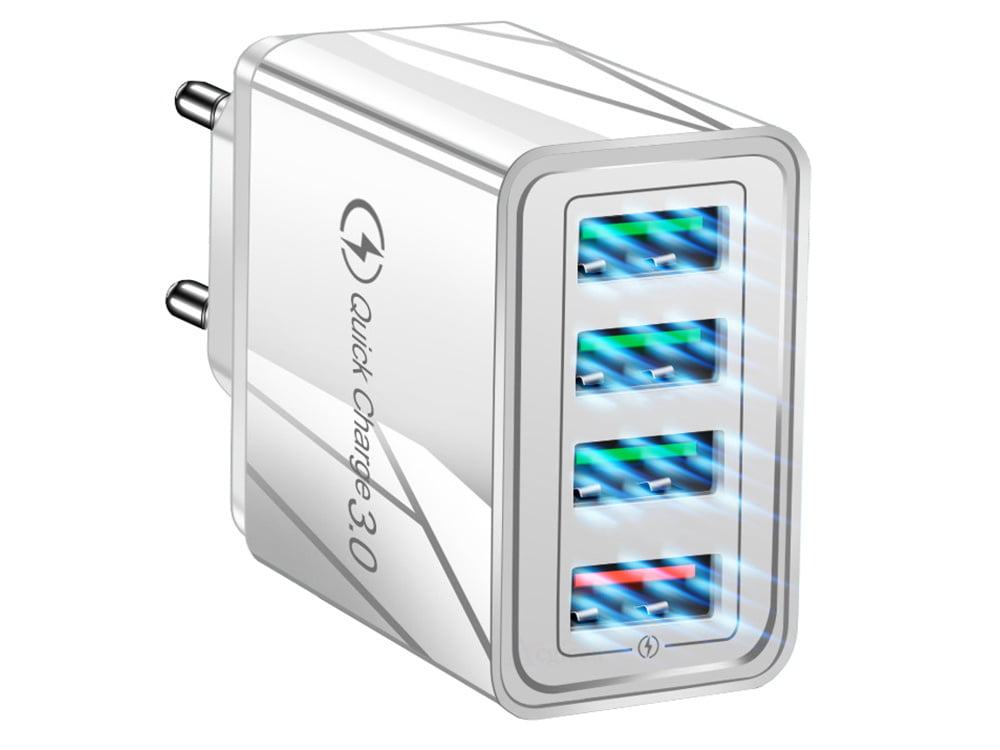 4x USB 3.0 Brzi punjač 220V s LED 3.1A sivom