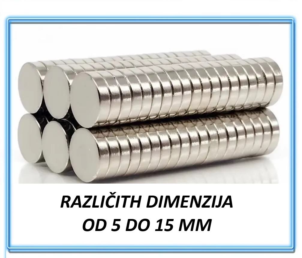 MAGNETI NEODIMIJSKI N35 SNAŽNE PRIVLAČNOSTI RAZNE DIMENZIJE OD 5-12MM