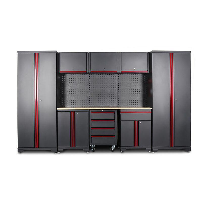 Modularni radionički sustav, 12-dijelni, crno-crveni