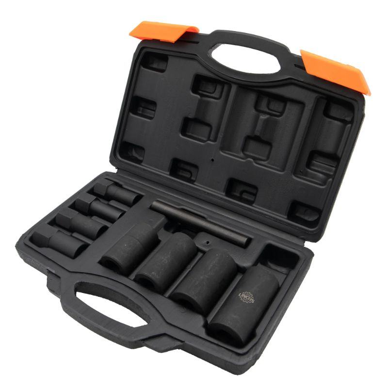 Set udarnih ključeva za uklanjanje sigurnosne matice kotača, 9 kom