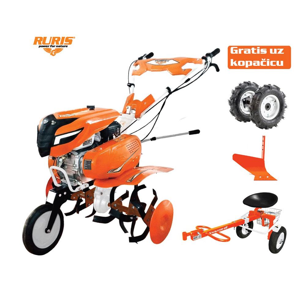 RURIS kopačica-freza 7500ACC2-7KS (gumeni kotači, noževi, plug, adapt.