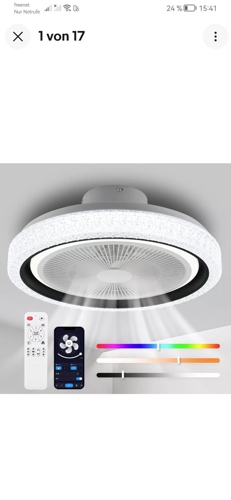 Ventilator LED RGB stropna lampa sa Bluetooth zvucnikom