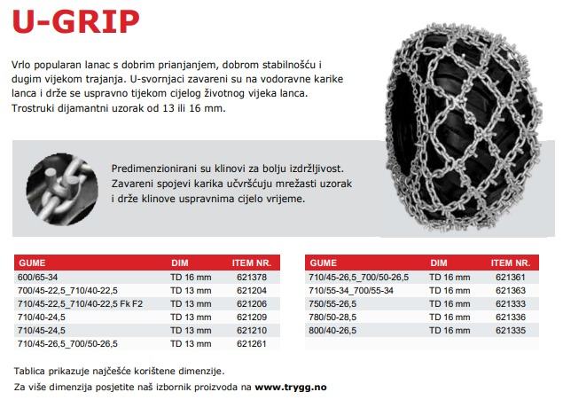 TRYGG lanac mreže harvester forwarder U-GRIP 700/70-34 710/70-34 16mm