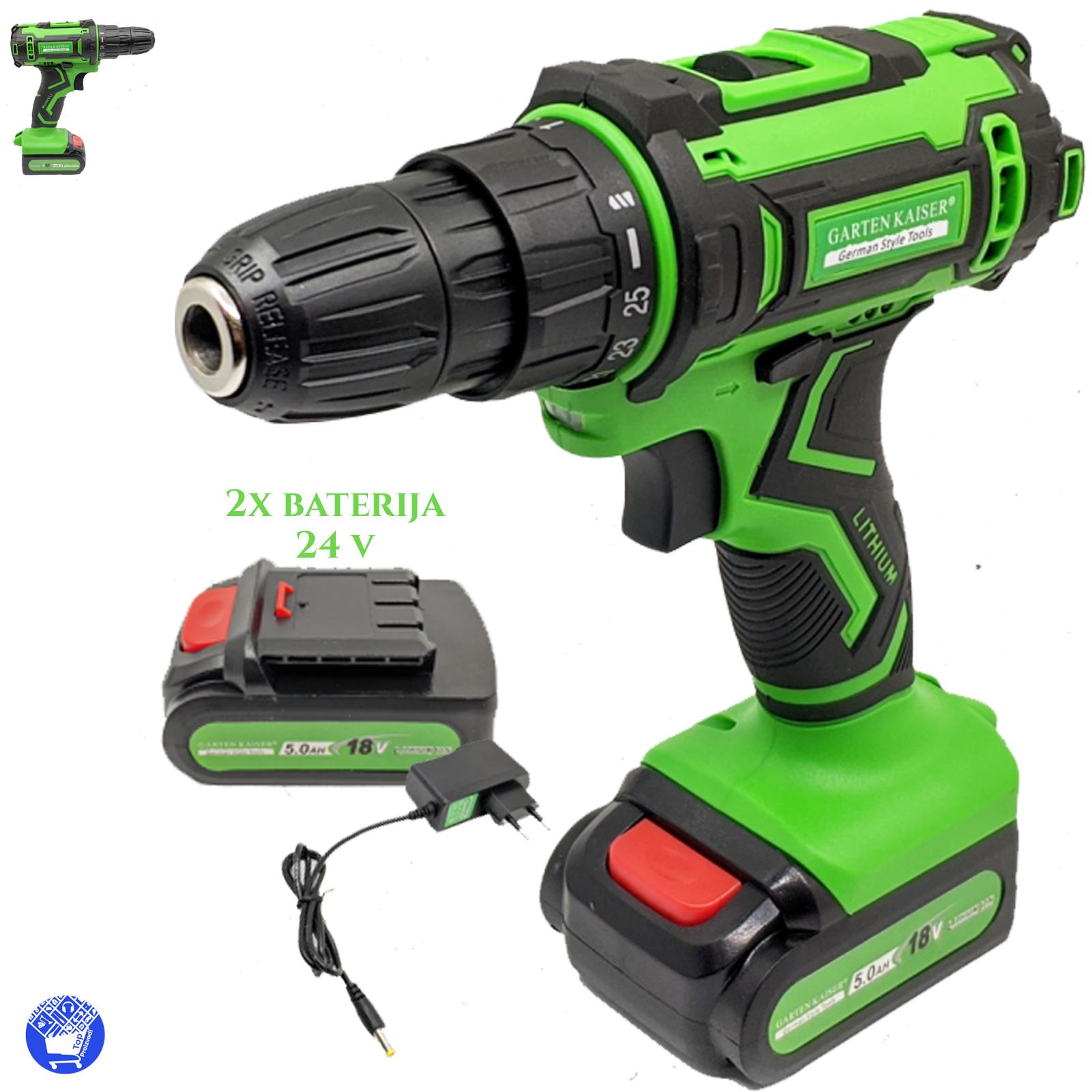 AKU BUŠILICA GK 18V SA 2 BATERIJE