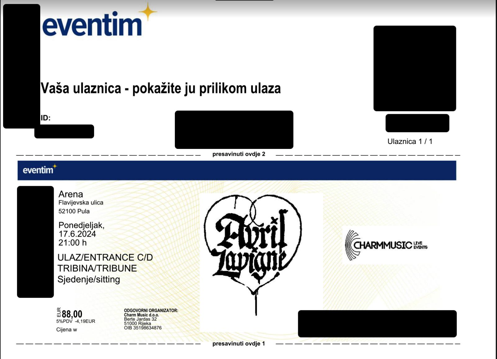 Avril Lavigne Pula Ulaznica