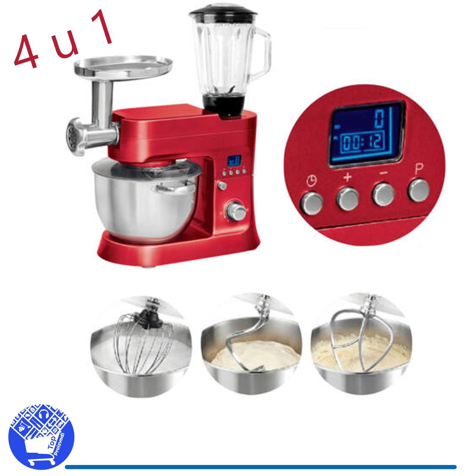 Digitalni Mikser 4u1 za tijesto/Masina za meso/Mikser 1500W