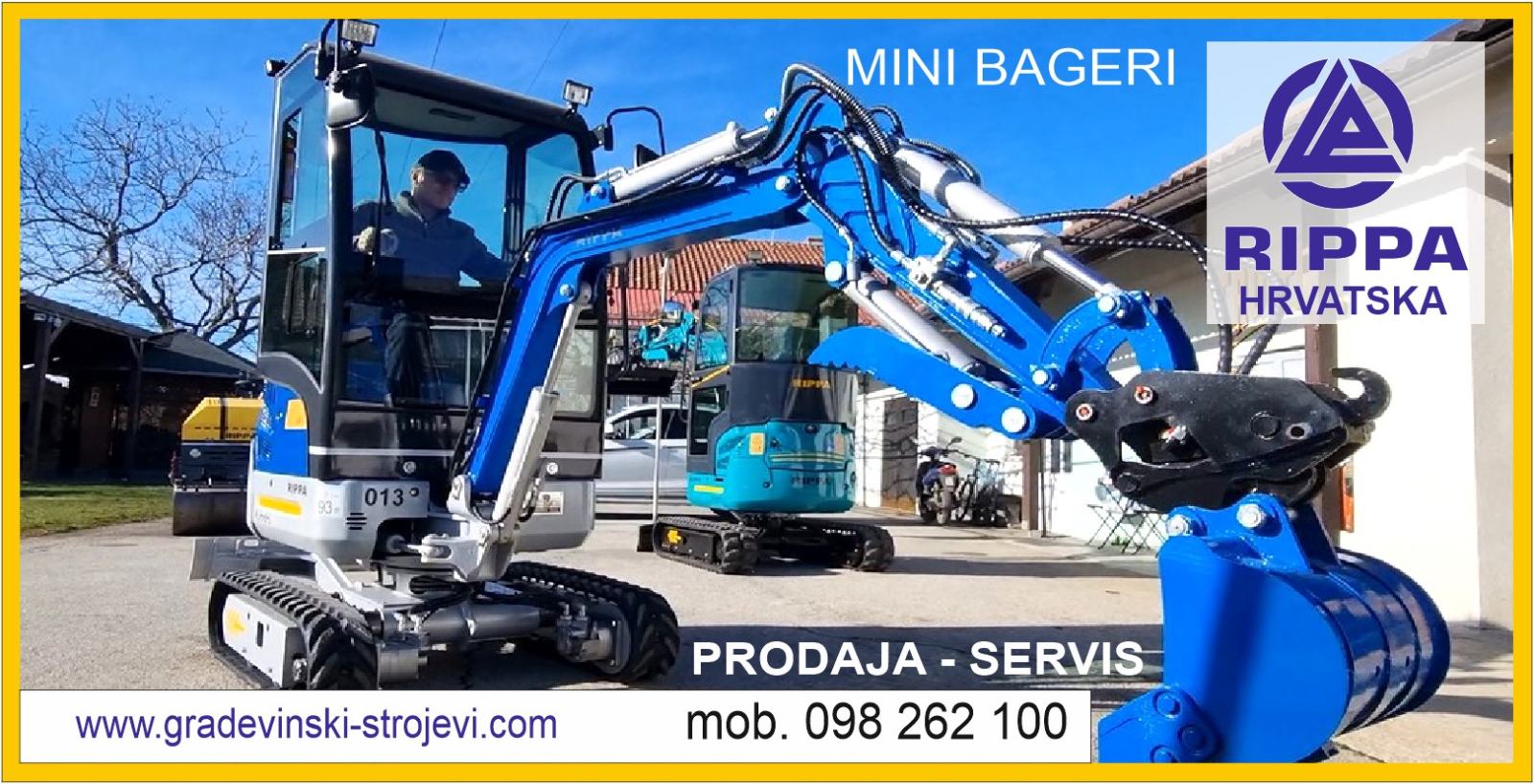 Mini bageri RIPPA 1,3T do 3,5T, Top mod. puno opreme,garancija-servis