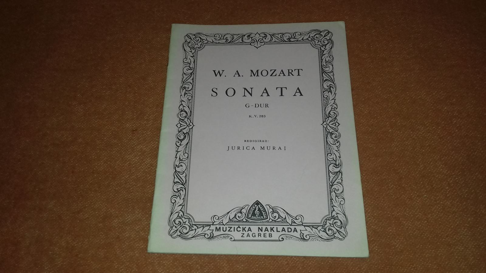 Note za klavir: Mozart, sonata g-dur - 1982. godina
